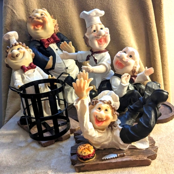 Art | Vintage Set Of 4 Home Kitchen Decor Chef Figurines | Poshmark